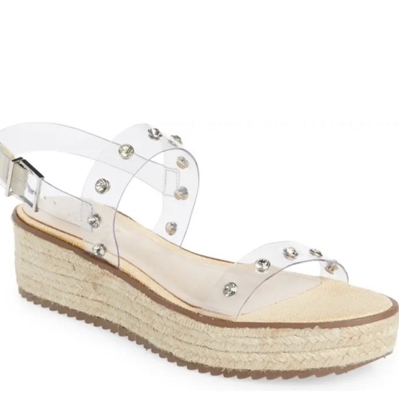 SCHUTZ | Shoes | Schutz Nude Espadrille Clear Pvc Sandal 75 | Poshmark